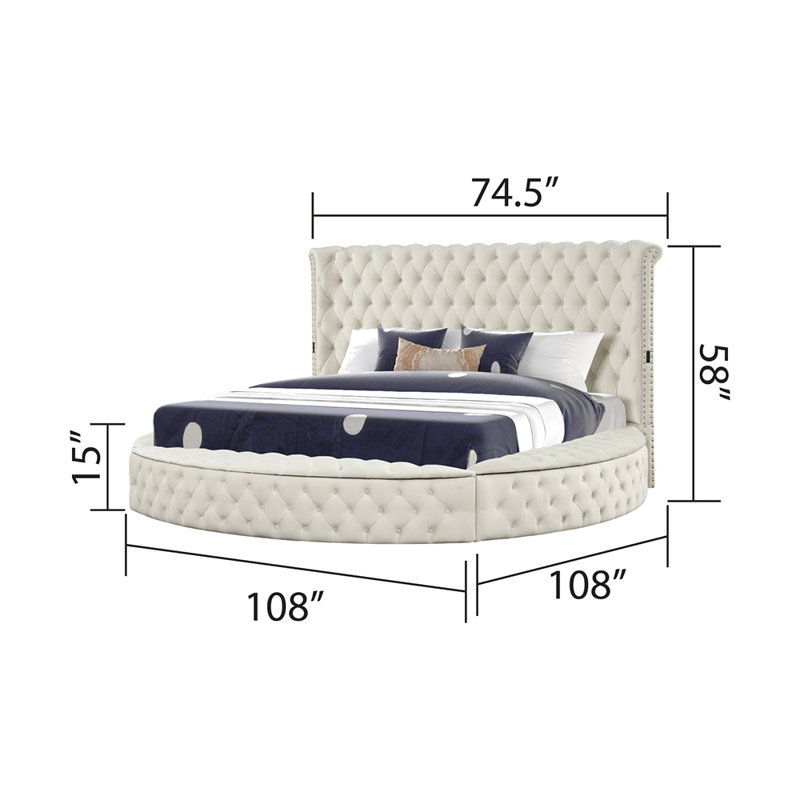 Red Barrel Studio® Modern Style Round Queen Bed With USB Charger | Wayfair
